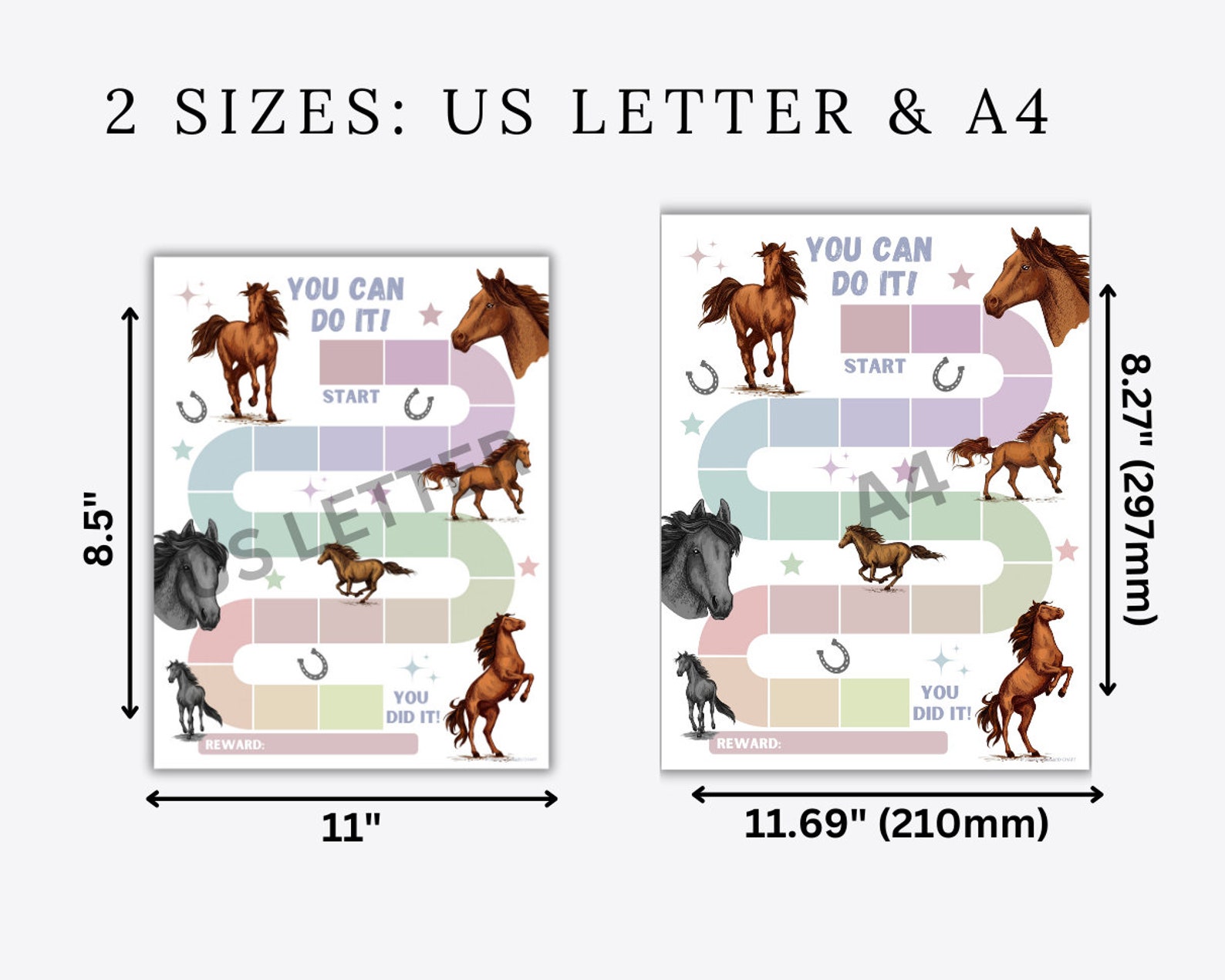 Horse Reward Chart: Kids Goal Tracker, Classroom Behavior (printable ...