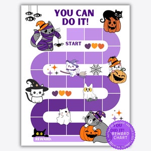 Halloween Cat Reward Chart, Printable Kids Reward Chart, Cat Sticker ...