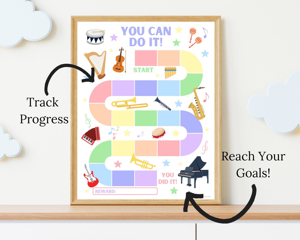 Printable Music Practice Chart, Rainbow Music Practice Chart, Kids ...