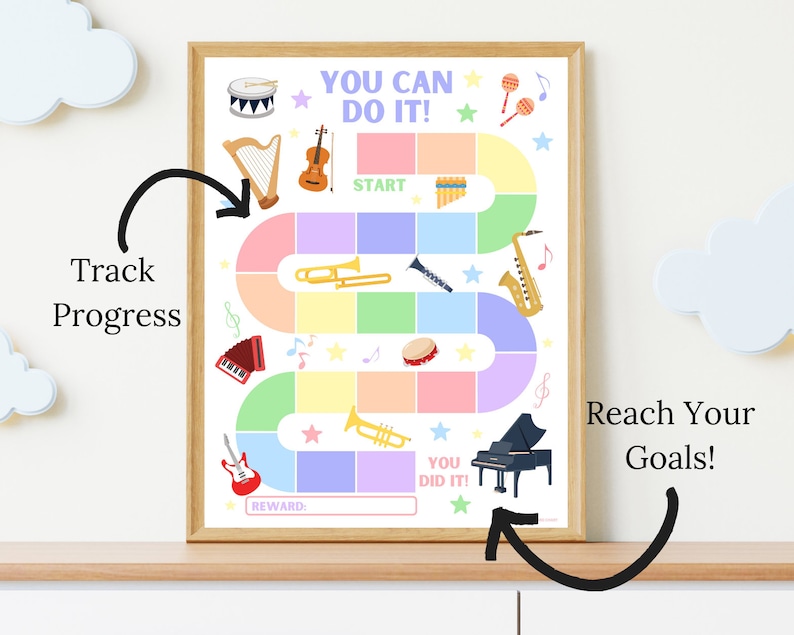 Printable Music Practice Chart, Rainbow Music Practice Chart, Kids ...