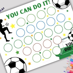 Soccer Reward Chart for Boys, Behavior Chart, Kids Sticker Chart, Goal ...