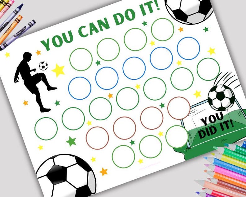 Soccer Reward Chart for Boys, Behavior Chart, Kids Sticker Chart, Goal ...