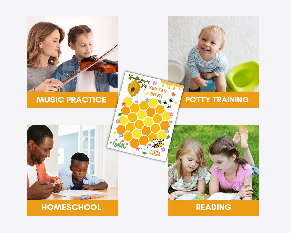 Printable Bee Reward Chart, Honey Bee Behavior Chart, Reward Chart Kids ...