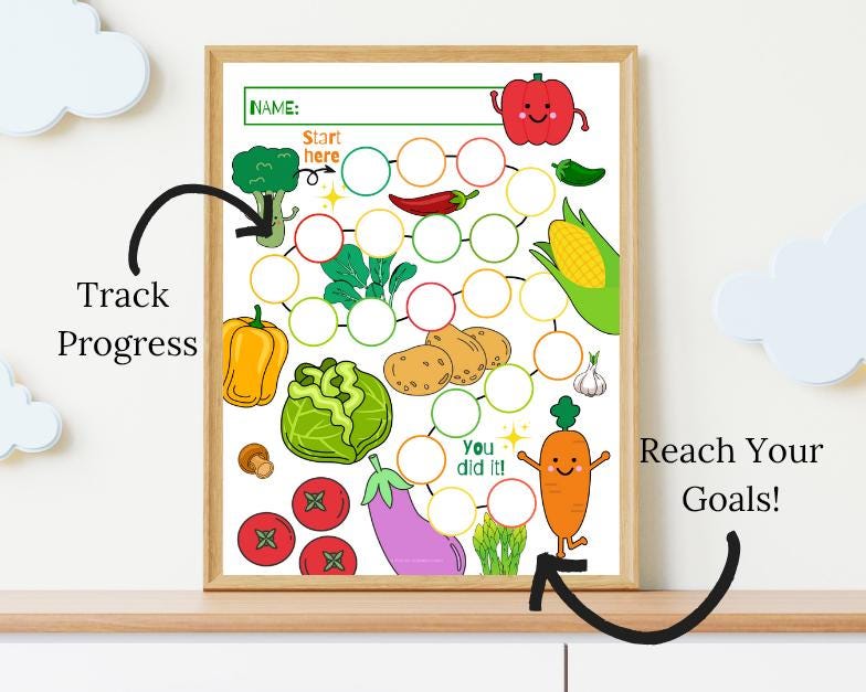 Printable Veggie Reward Chart: Kids & Adults (PDF, PNG, JPG) - Etsy