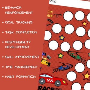 Racecar Reward Chart: Printable, Sticker Chart, Potty Training ...