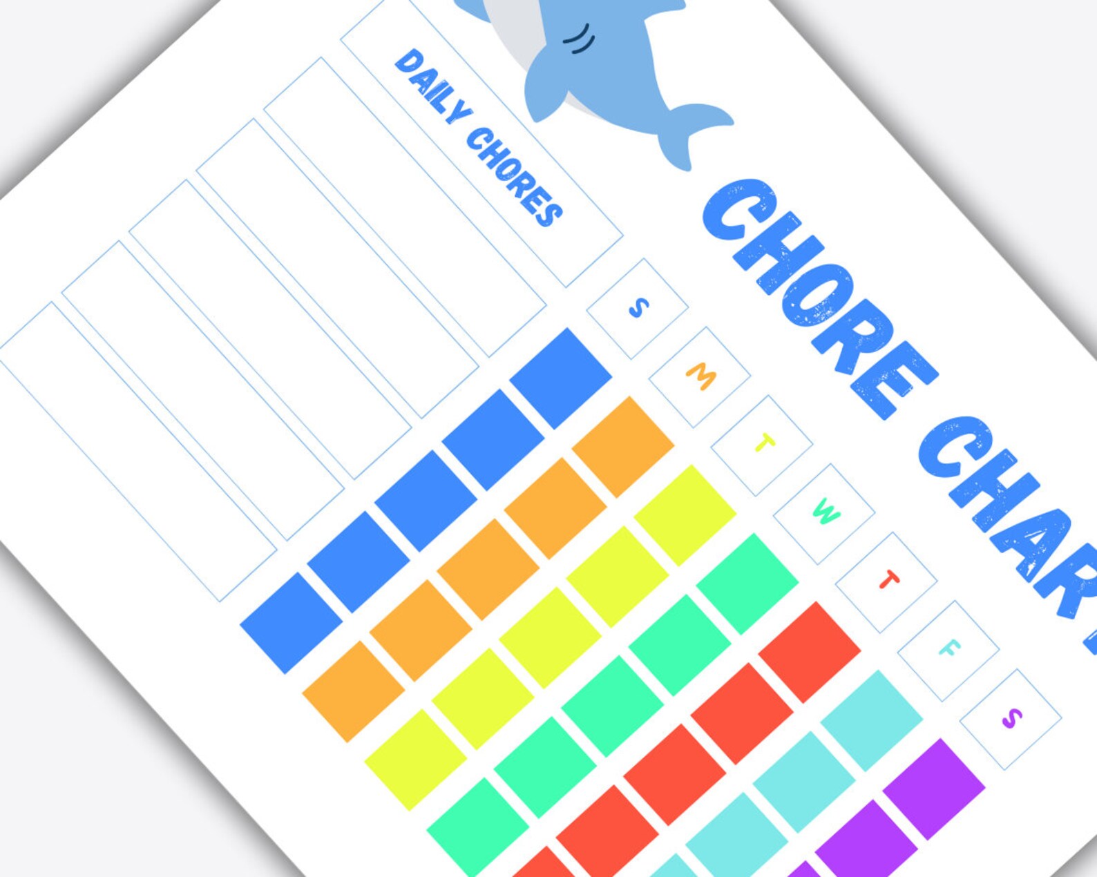 Shark Print Out Chore Chart for Boys Printable Shark Chore - Etsy