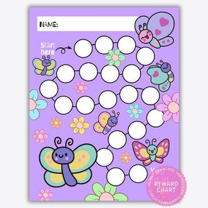 Butterfly Reward Sticker Chart, Toddler Reward Chart, Printable Potty ...