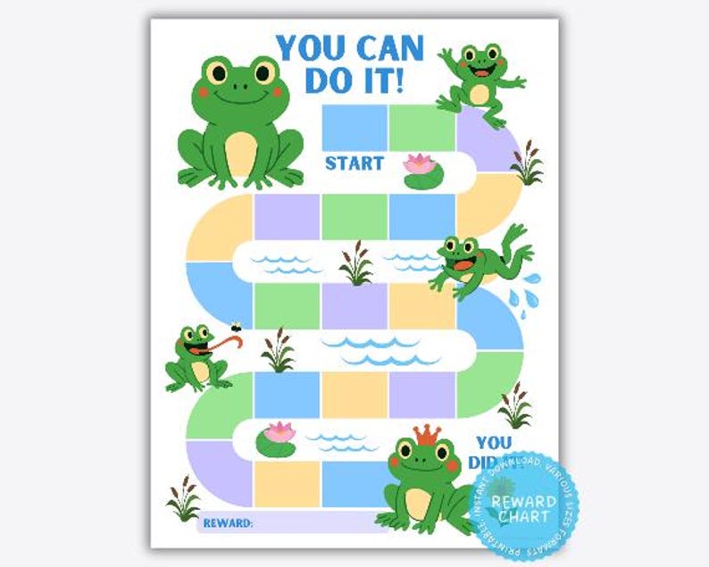 Printable Frog Reward Chart, Kids Behavior Chart, Chore Tracker ...