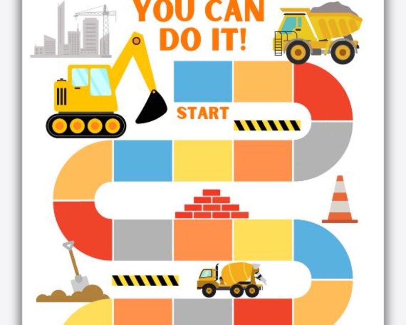 Printable Toddler Reward Chart, Construction Digger, Excavator, Backhoe ...