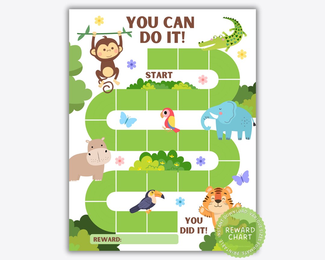 Printable Reward Chart, Jungle Reward Chart, Zoo Sticker Chart, Monkey ...