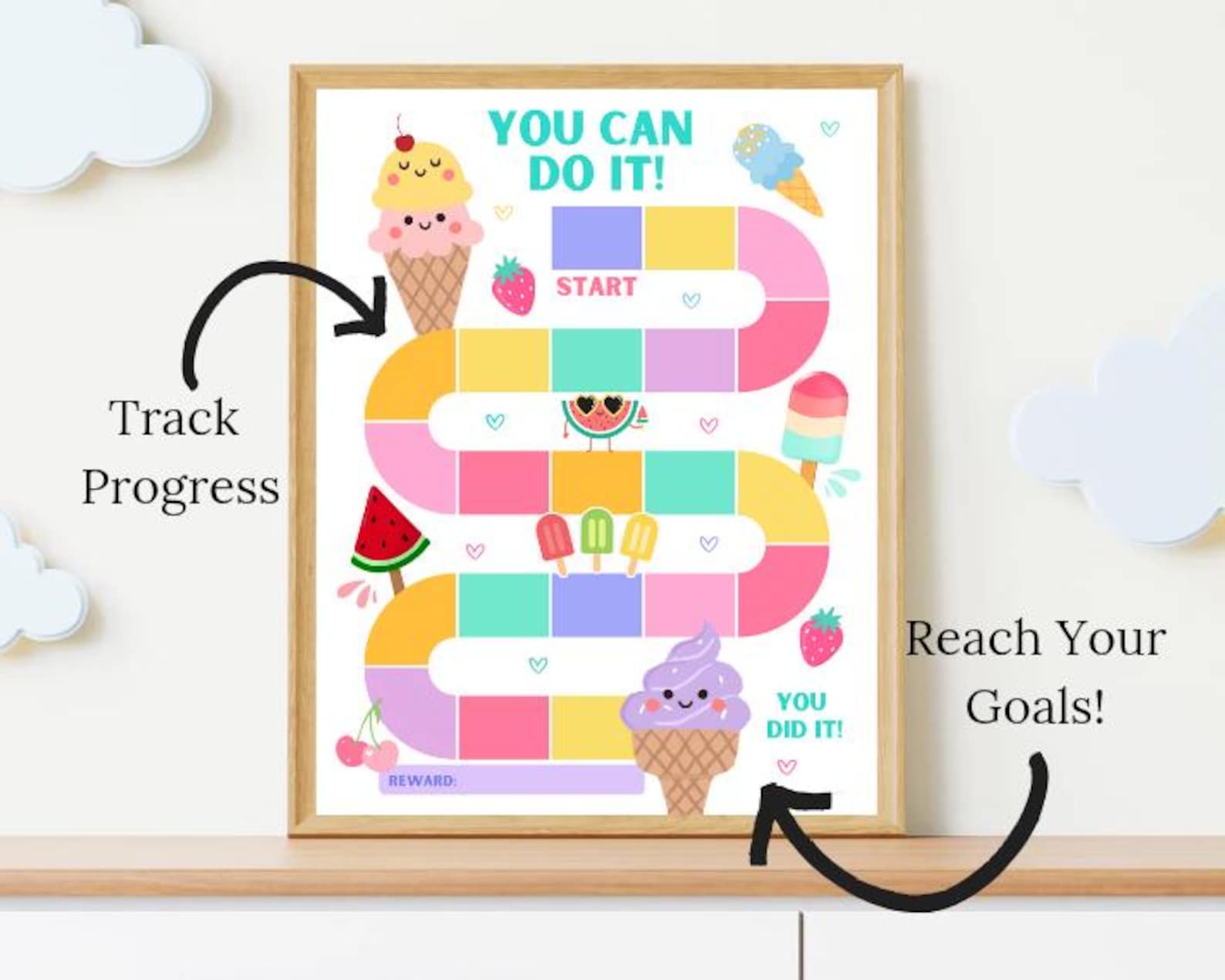 Ice Cream Reward Chart Printable, Kids Behavior Sticker Chart, Habit ...