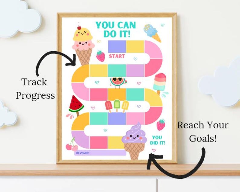 Ice Cream Reward Chart Printable, Kids Behavior Sticker Chart, Habit ...