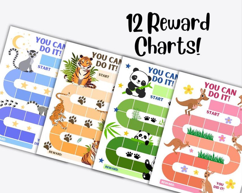 Printable Zoo Animal Reward Chart, Bundle, Jungle Reward Chart, Zoo ...