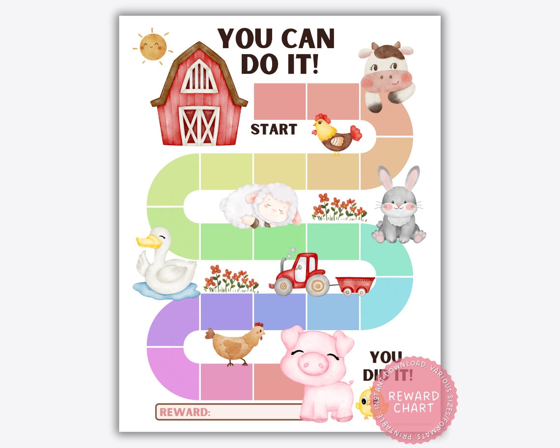 Farm Reward Chart Printable Sticker Chart Classroom Sticker - Etsy
