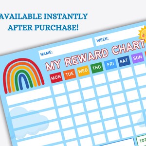Rainbow Chore Chart Printable, Kids Reward Chart, Music Practice Chart ...