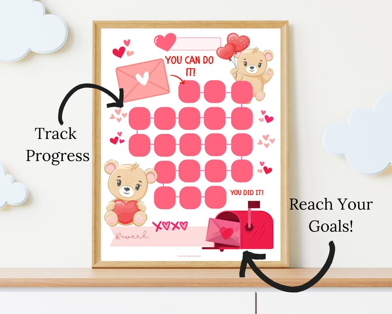 Valentine Reward Chart, Printable Potty Training Chart, Printable ...