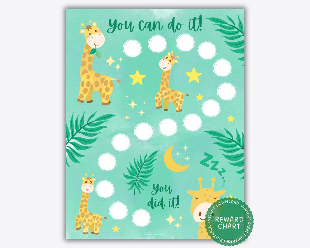 Giraffe Reward Chart Printable for Kids, Sleep Reward Chart, Stay in ...