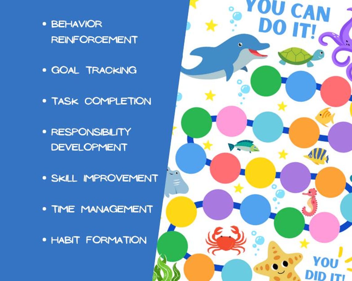 Ocean Animal Reward Chart: Kids Potty Training, Chore Tracker (PDF) - Etsy