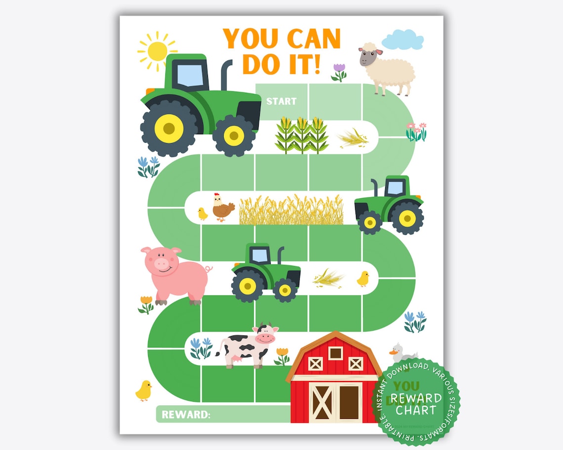 Printable Tractor Reward Chart, Potty Training Chart, Sticker Chart ...