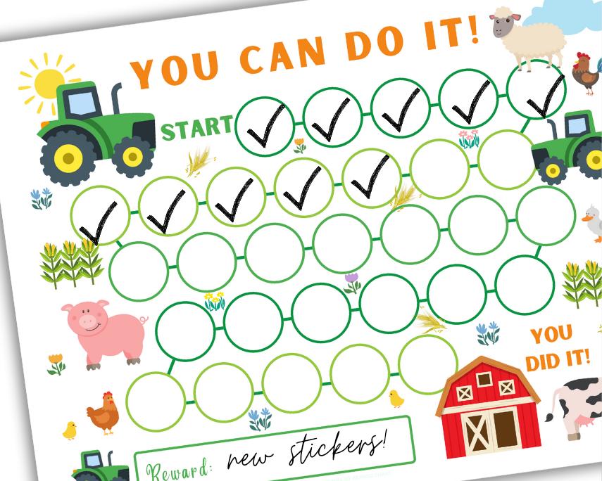 Tractor Reward Chart Printable: Farm Behavior Tracker (digital Download ...