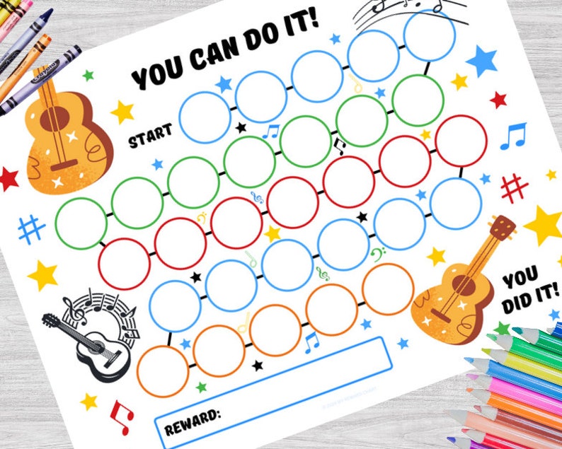 Guitar Reward Chart Printable, Guitar Practice Chart, Music Reward ...