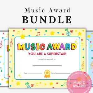 Kids Music Award Certificate Printable: Classroom Achievement (PDF) - Etsy
