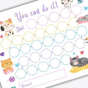 Printable Cat Reward Chart: Kids Behavior Incentive (PDF, PNG, JPG) - Etsy