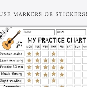 Printable Guitar Practice Reward Chart: Music Progress Tracker (PDF) - Etsy