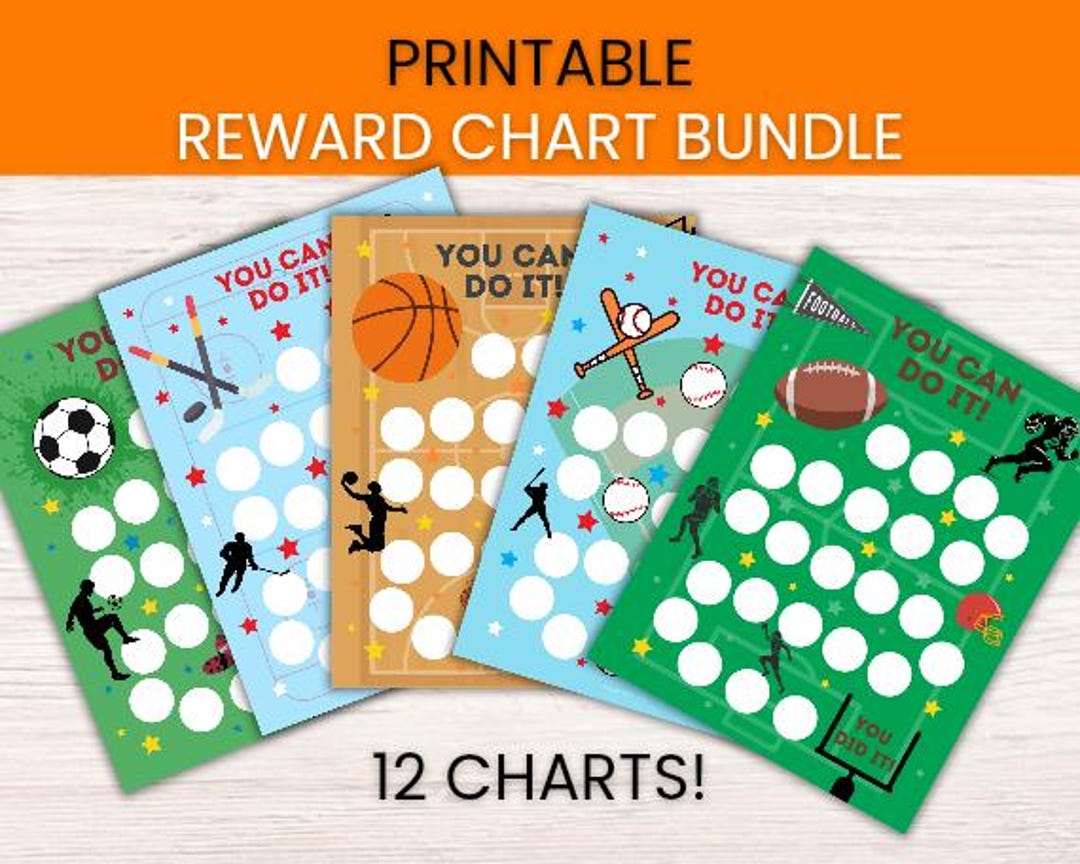 Sports Reward Chart Bundle | Printable Sticker, Behavior & Potty ...