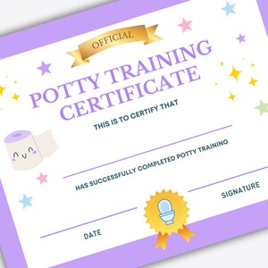 Potty Training Award Certificate for Toddlers (digital Download) - Etsy