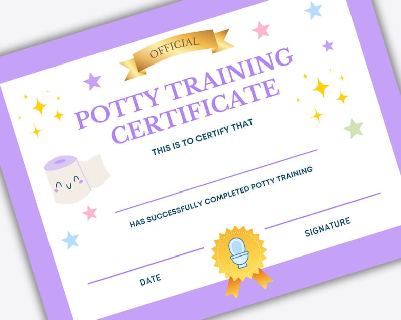 Potty Training Award Certificate for Toddlers (digital Download) - Etsy