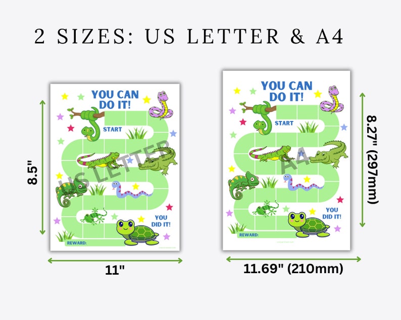 Reptile Reward Chart: Kids Potty Training & Routine Tracker (printable ...