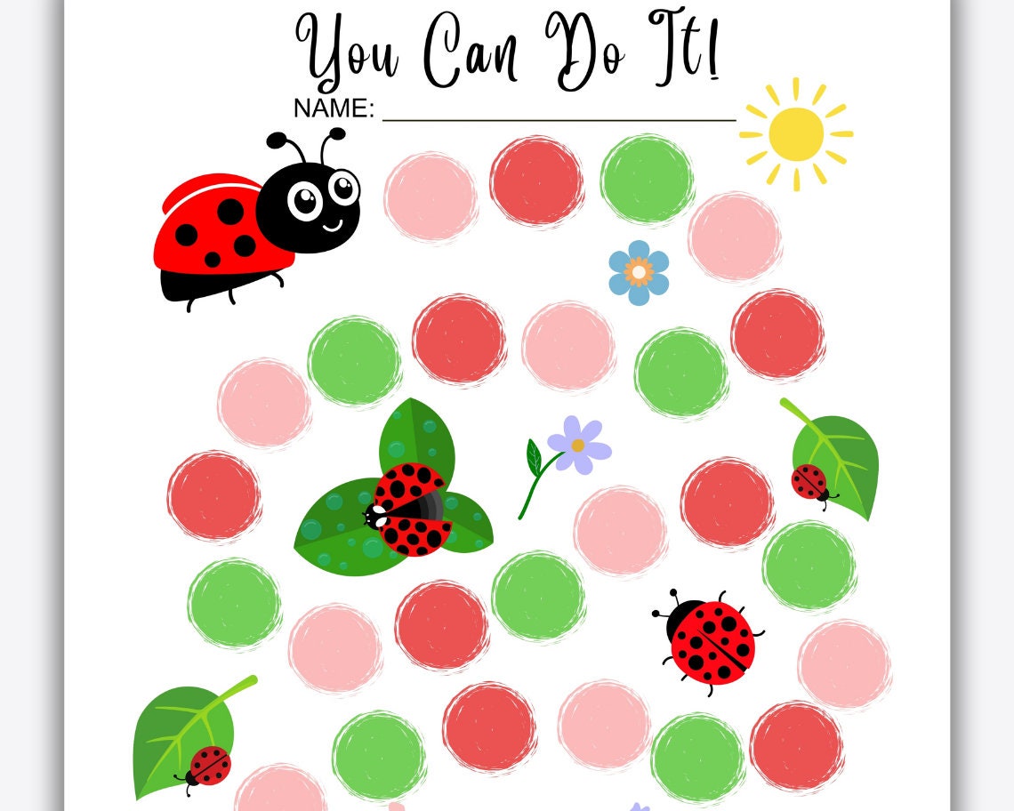 Printable Ladybug Reward Chart: Kids Behavior & Potty Training (digital ...