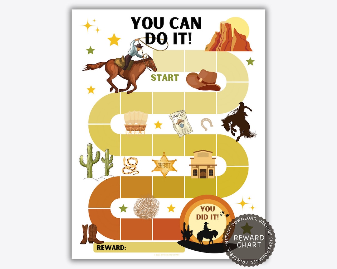 Wild West Reward Chart Printable, Cowboy Potty Training Chart for ...