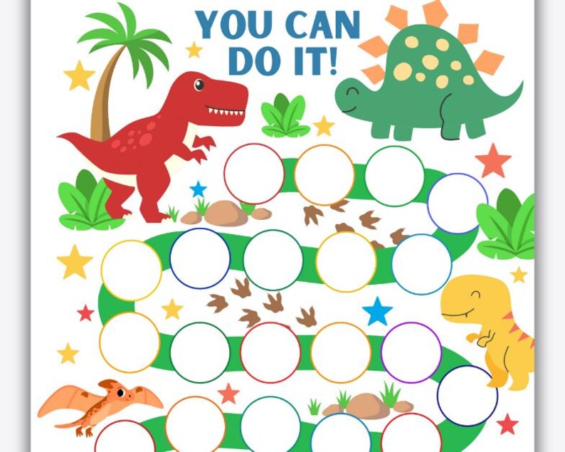 Dinosaur Reward Chart, Sticker Chart for Toddler Boy, Dino Reward Chart ...