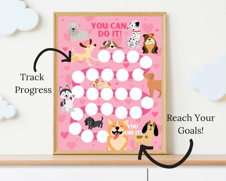 Printable Puppy Reward Chart for Kids: Potty Training, Chores, Goals ...