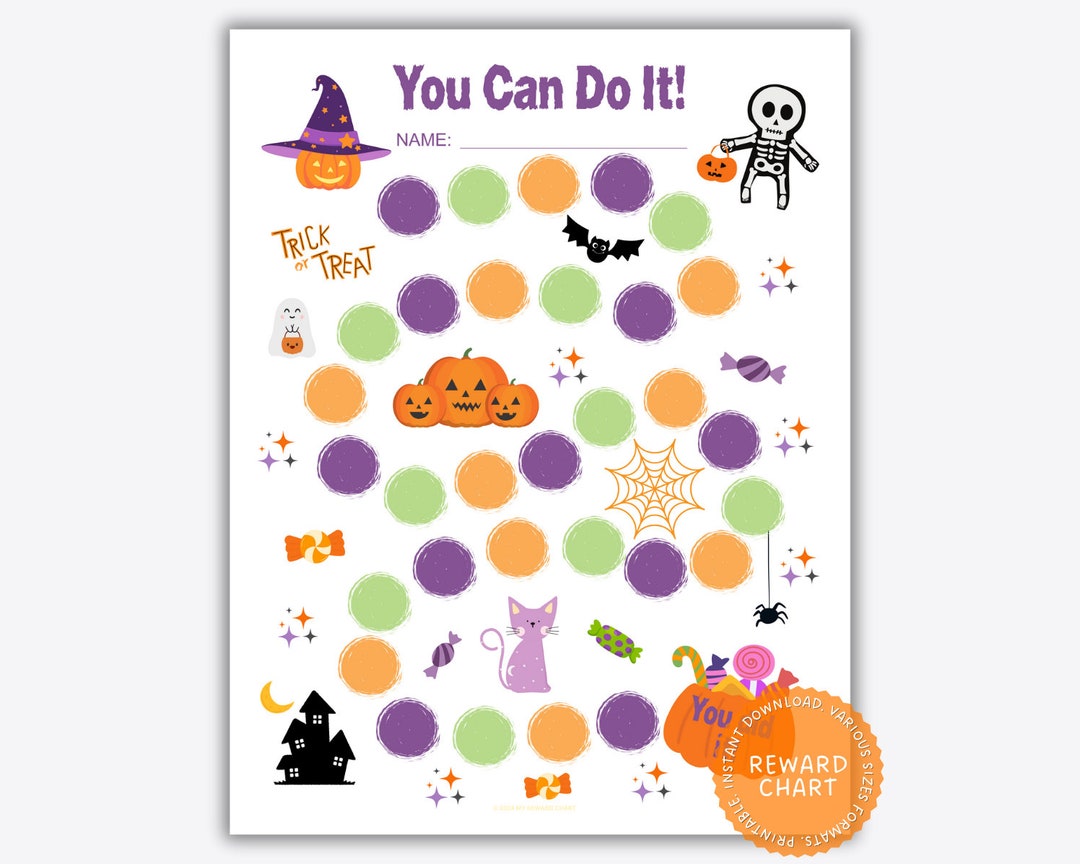 Halloween Reward Chart, Printable Kids Reward Chart, Fall Sticker Chart ...
