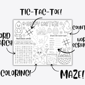 Easter Activity Placemat: Spring Coloring Page for Kids (PDF) - Etsy