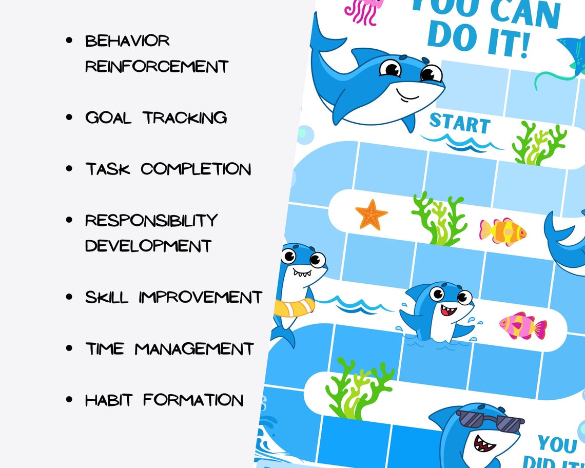 Printable Potty Training Chart, Shark Reward Chart, Kids Reward Chart ...