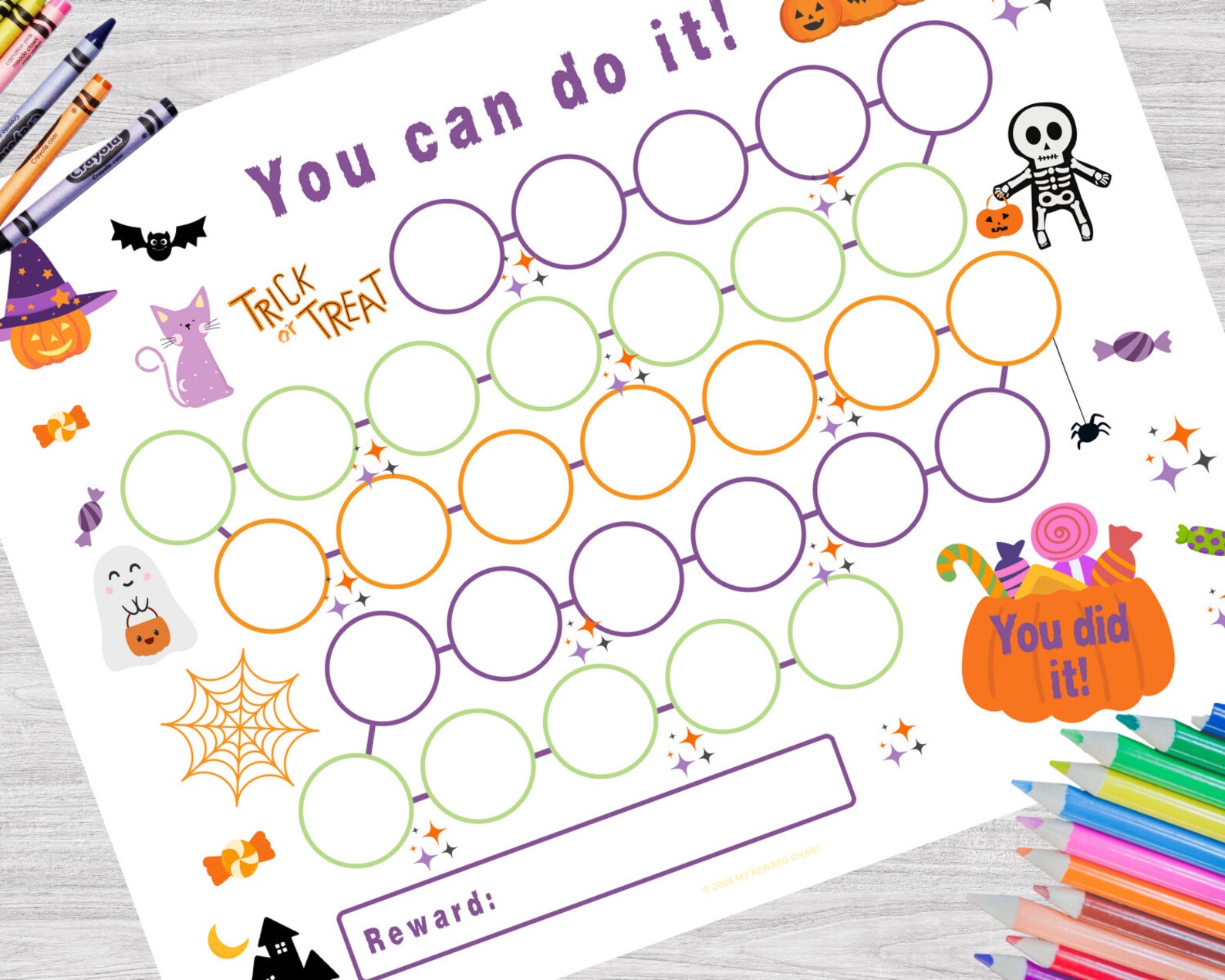 Halloween Reward Chart, Printable Kids Reward Chart, Spooky Sticker ...