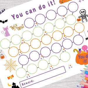Halloween Reward Chart, Printable Kids Reward Chart, Spooky Sticker ...