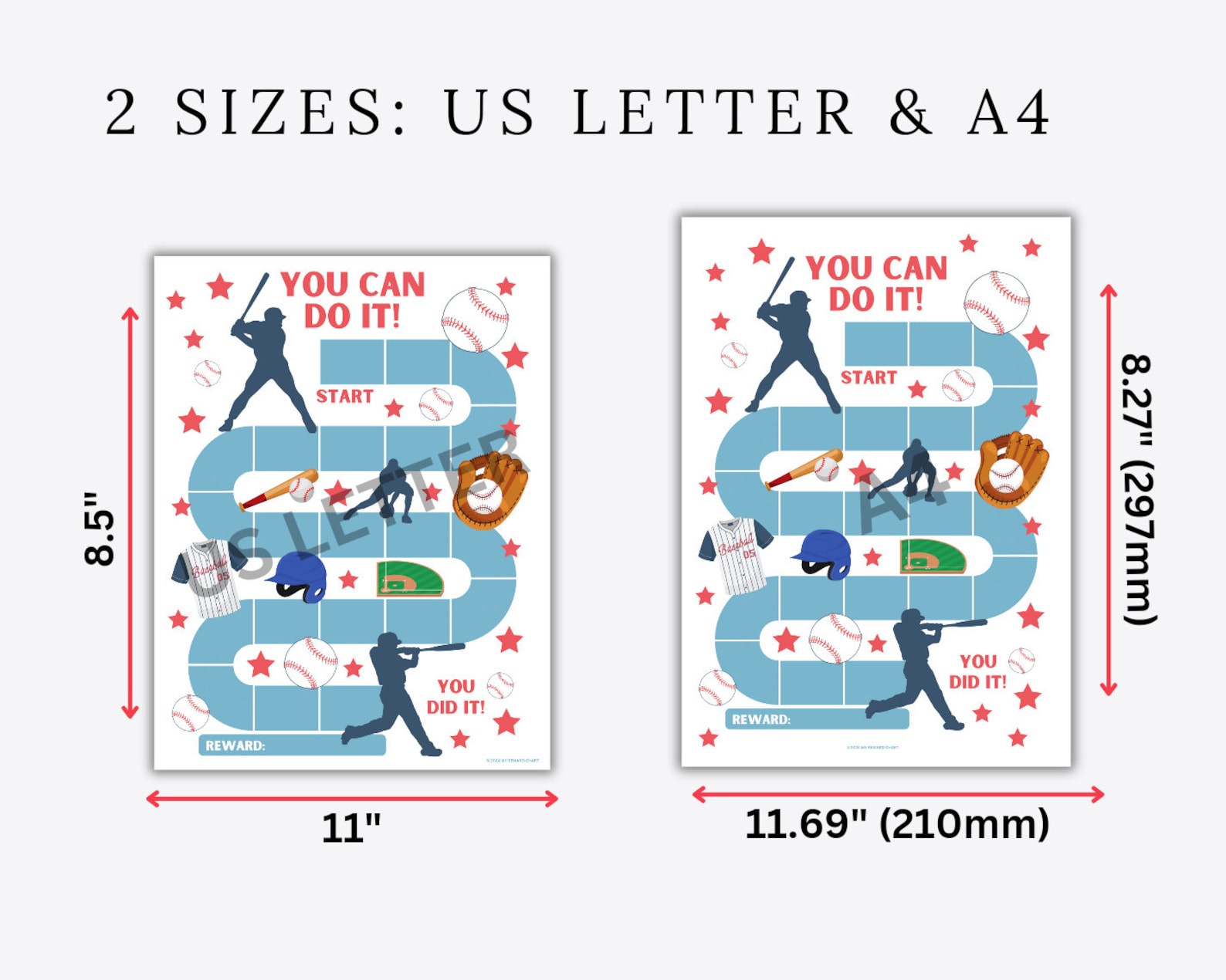 Printable Sports Reward Chart for Kids, Baseball Reward Chart, Boys ...