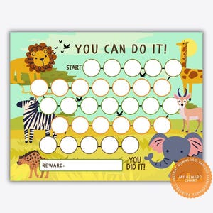 Printable Safari Animal Reward Chart, Zoo Sticker Chart, Potty Training ...