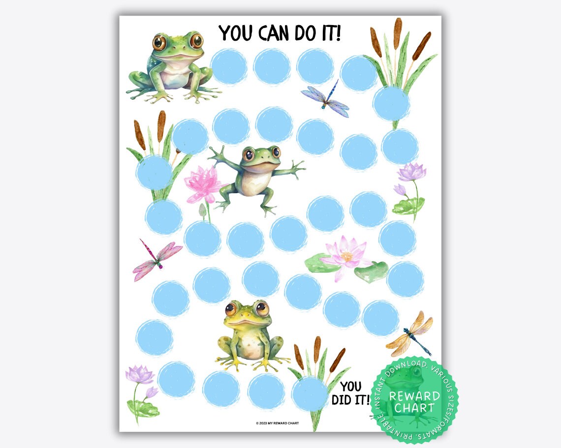 Printable Frog Reward Chart, Frog Sticker Chart, Frog Behavior Chart ...