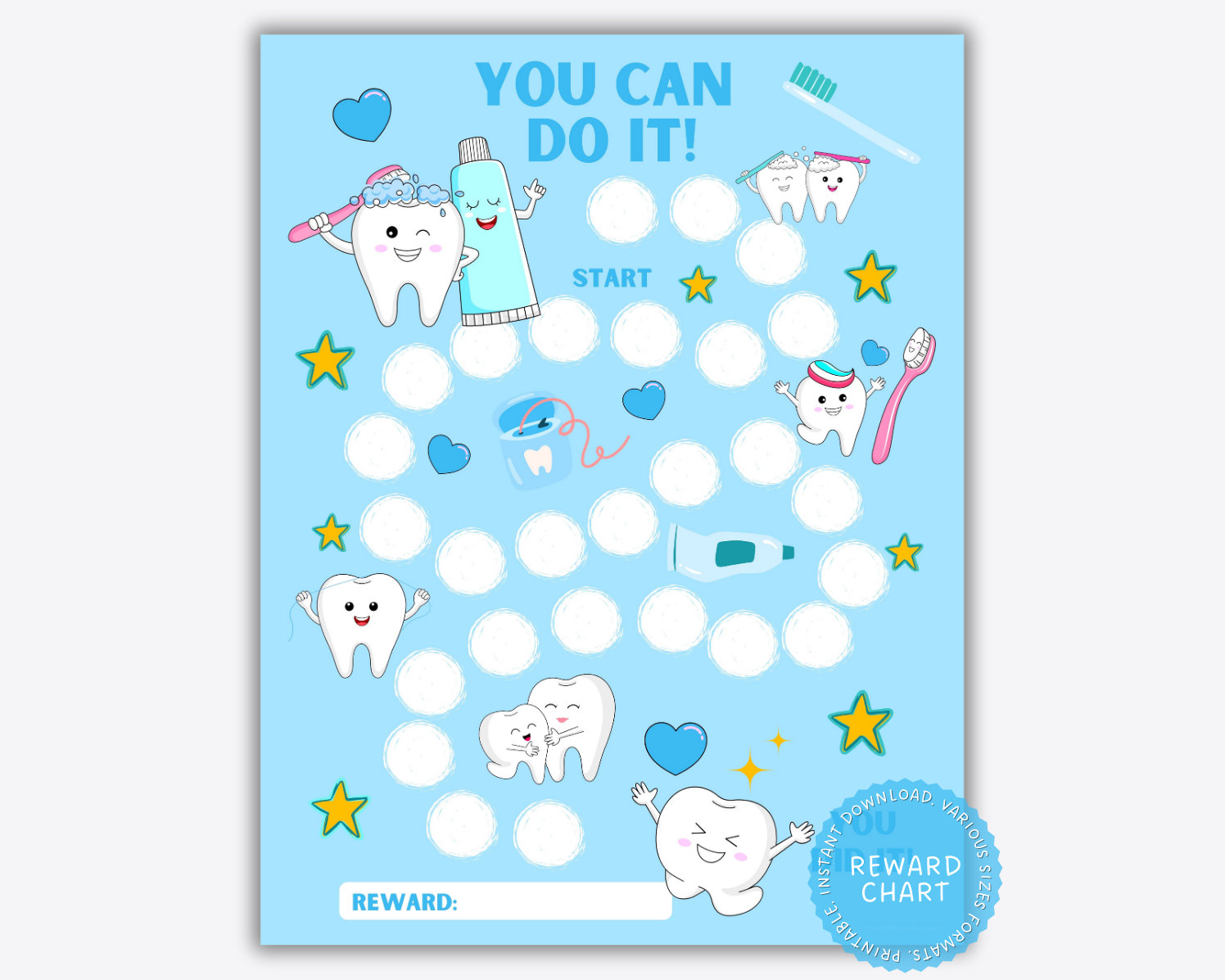 Brush My Teeth Reward Chart Printable Kids Reward Chart, Good Behavior ...