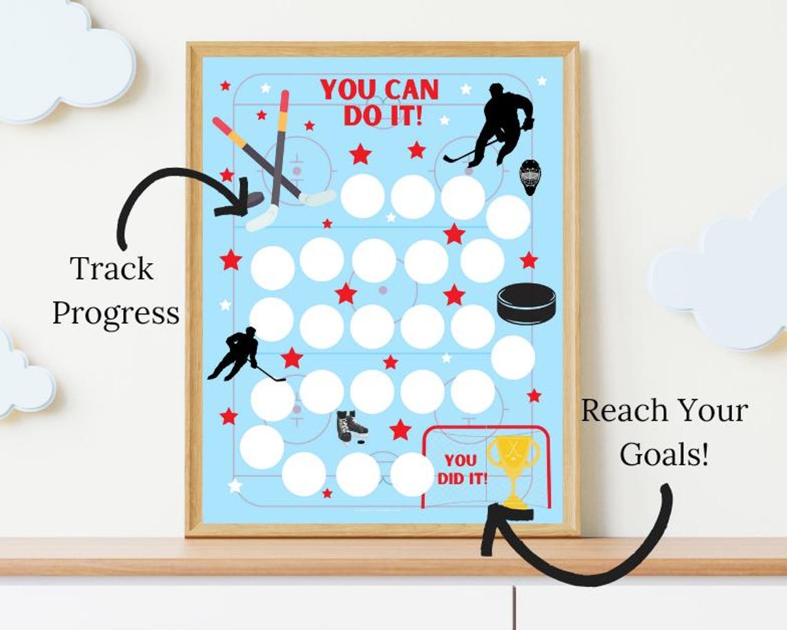 Hockey Reward Chart: Kids Goal Setting, Behavior Tracker (digital ...