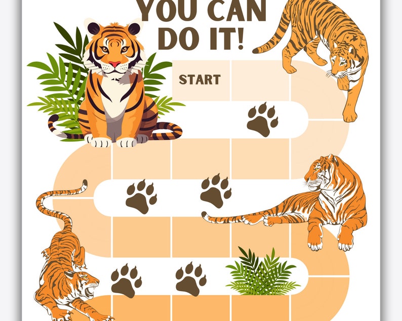 Printable Tiger Reward Chart: Kids Potty Training, Behavior Tracker ...