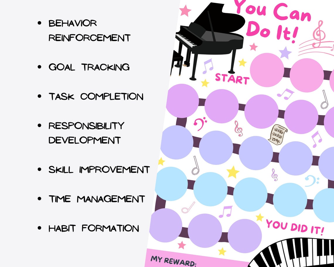 Printable Piano Practice Reward Chart for Kids (digital Download) - Etsy