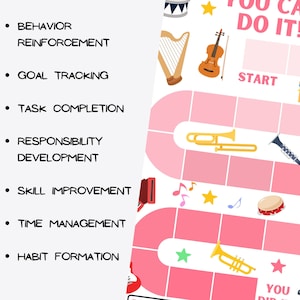 Printable Music Practice Chart, Kids Reward Chart, Instrument Reward ...