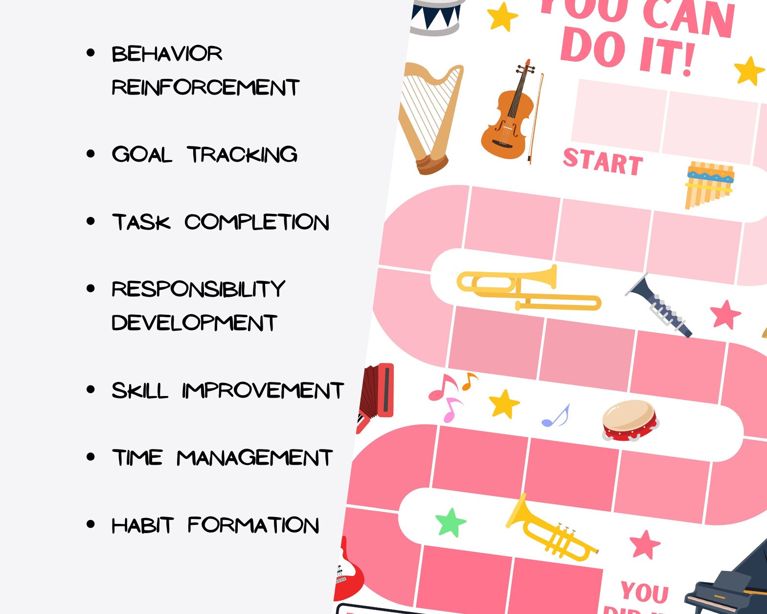 Printable Music Practice Chart, Kids Reward Chart, Instrument Reward ...